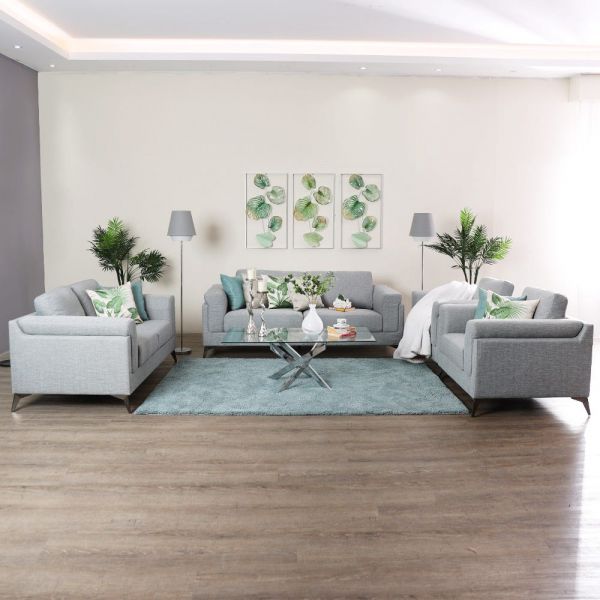 Oliver Fabric Sofa Set - Dim Blue